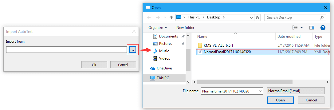 Quickly import and export auto text (quick parts) in Outlook?