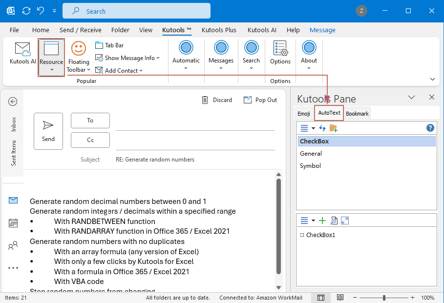 Quickly create, edit, delete, and reuse quick parts (autotext) in Outlook