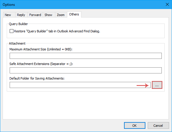 Quickly change the default saving folder for attachments in Outlook