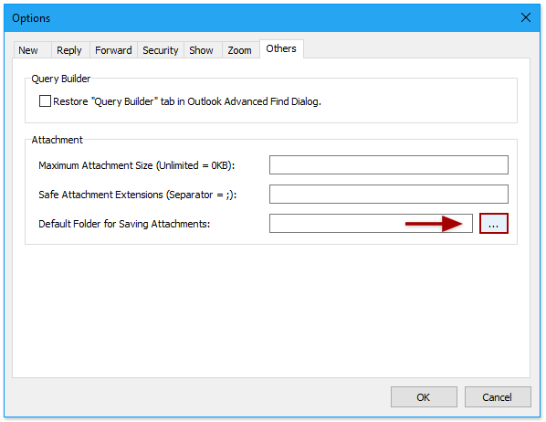Quickly change the default saving folder for attachments in Outlook