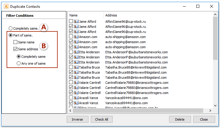 Quickly delete or remove duplicate contacts in Outlook