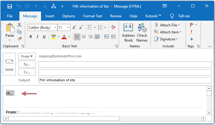 Automatically add greeting when replying an email in Outlook