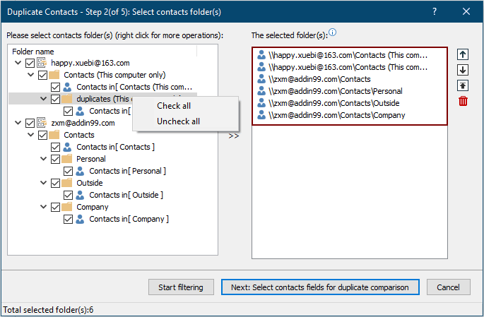 Easily Merge Duplicate Contacts In Specified Contacts Folder In Outlook