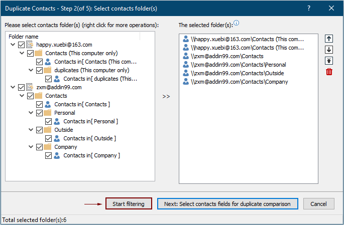 Easily Merge Duplicate Contacts In Specified Contacts Folder In Outlook