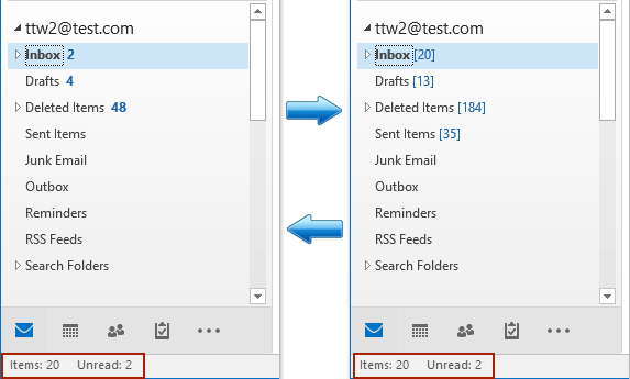 Quickly show total numbers of items or numbers of unread items in all ...