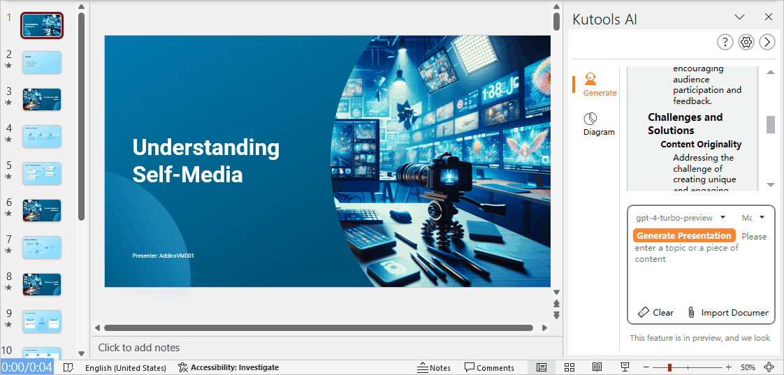 Kutools for PowerPoint AI: Create Stunning Presentations in a flash