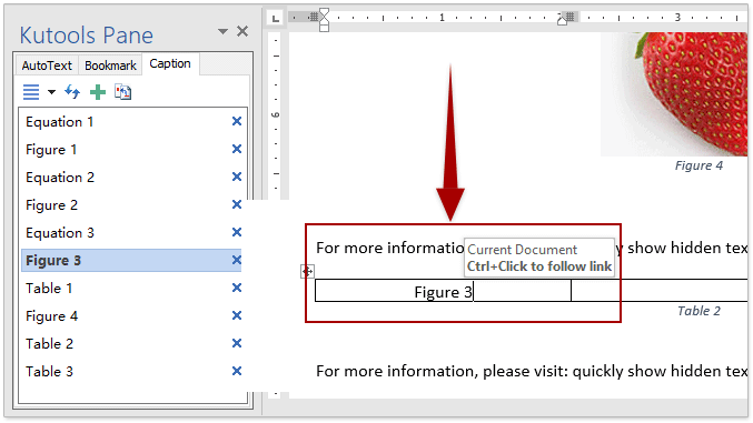 Quickly list, navigate and cross-reference all captions in Word