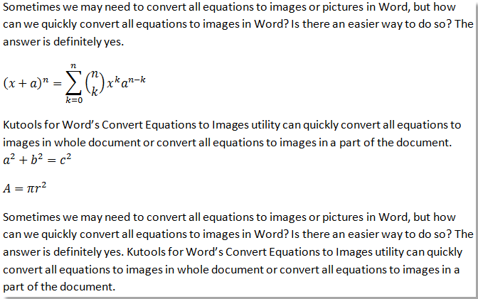 Quickly convert all equations to images or pictures in Word
