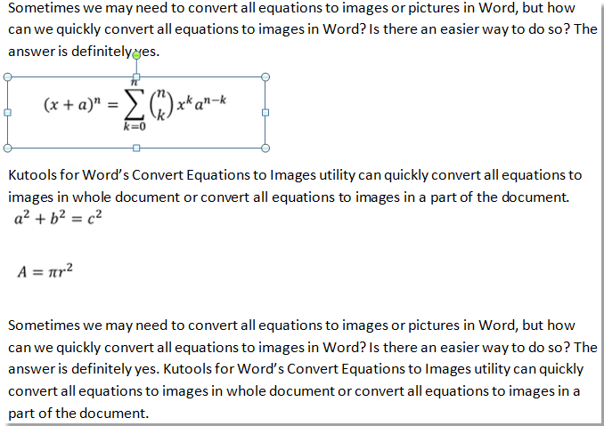 Quickly convert all equations to images or pictures in Word