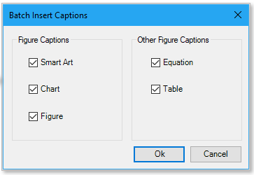 Quickly insert captions to all tables, figures and equations at once in Word