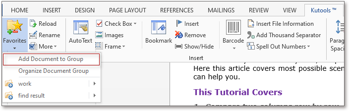 Quickly manage and open multiple documents with a group in Word