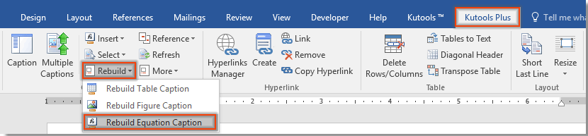 Quickly convert text to equation captions in Word