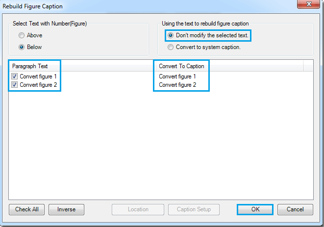 Easily convert text to caption for all figures in Word