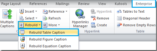Easily convert text to caption for all tables in Word