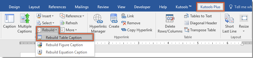 Easily convert text to caption for all tables in Word