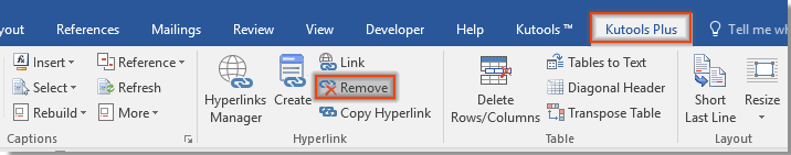 Quickly remove or delete all hyperlinks from text in Word