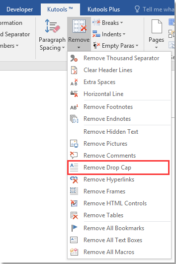 Quickly remove all drop caps from a document in Word
