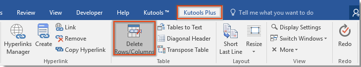 Quickly remove or delete all empty rows and columns from all tables in Word