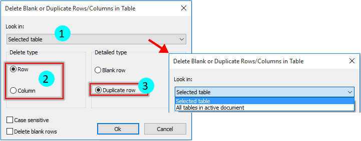 Quickly remove or delete all empty rows and columns from all tables in Word