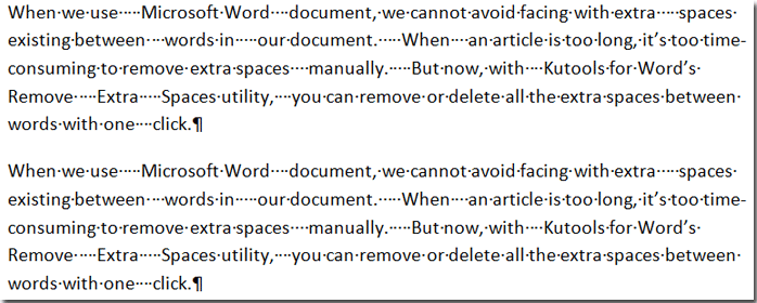 Quickly remove or delete extra spaces between words in Microsoft Word