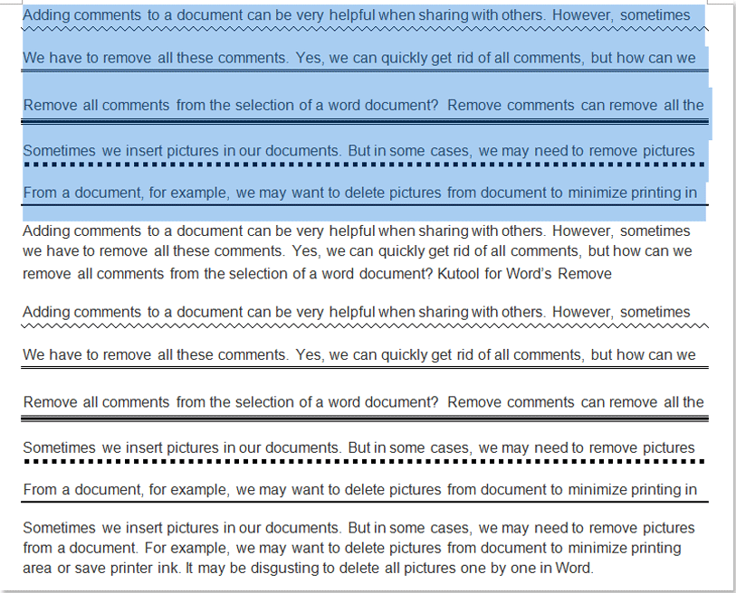 Quickly remove all horizontal lines from Word document