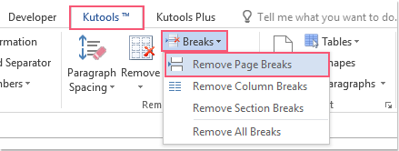 Quickly remove all page breaks from document in Word