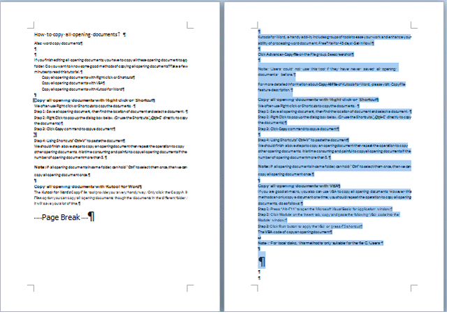 Quickly remove all page breaks from document in Word