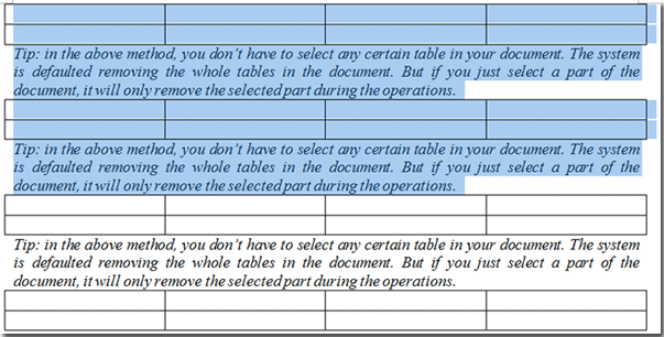 Quickly remove or delete all tables with one click in word