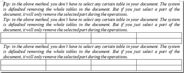 Quickly remove or delete all tables with one click in word