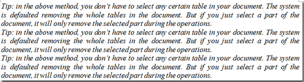 Quickly remove or delete all tables with one click in word