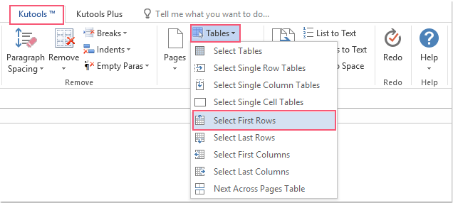 Quickly Select All First Rows Of Tables In Word