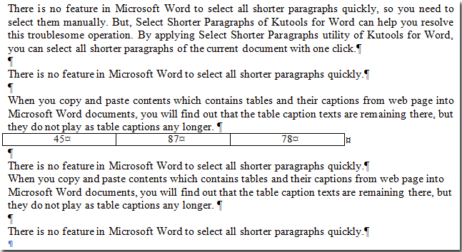 Quickly select all blank / empty paragraphs in Word