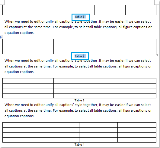 Quickly select all table captions, figure captions or equation captions ...