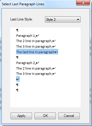 Quickly select all last lines or paragraphs from document in Word