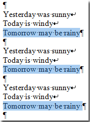 Quickly select all last lines or paragraphs from document in Word