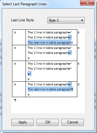 Quickly select all last lines or paragraphs from document in Word
