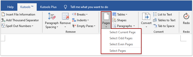 Quickly select current page or select any pages in Word