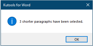 Quickly select all short paragraphs in Word