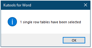 Quickly select all single row tables in Word