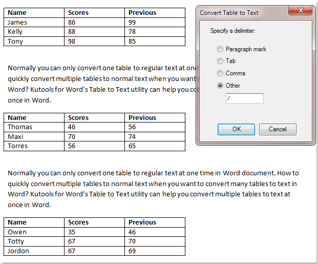 Quickly Convert Multiple Tables In Document To Plain Text In Word