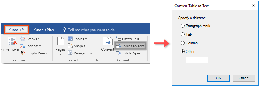 Quickly convert multiple tables in document to plain text in Word