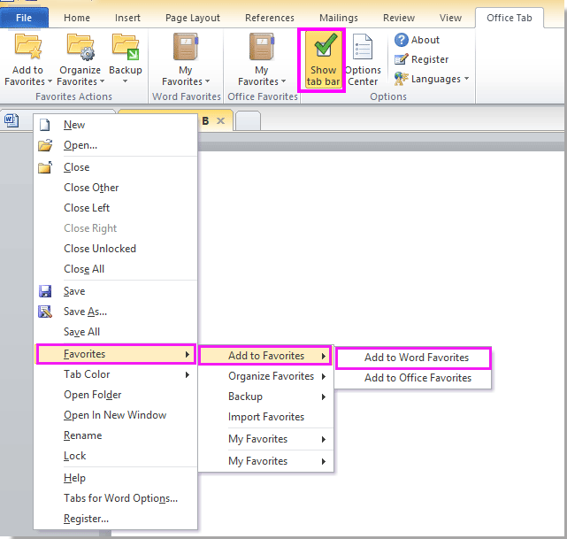 Office Tab: Open, save and close a group of documents