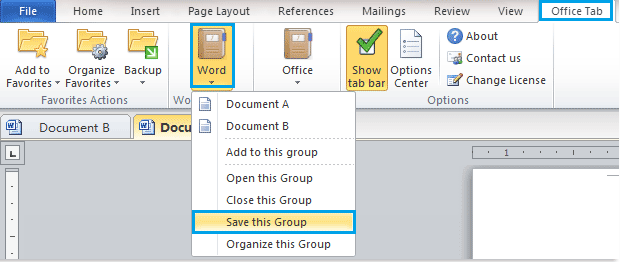 Office Tab: Open, save and close a group of documents