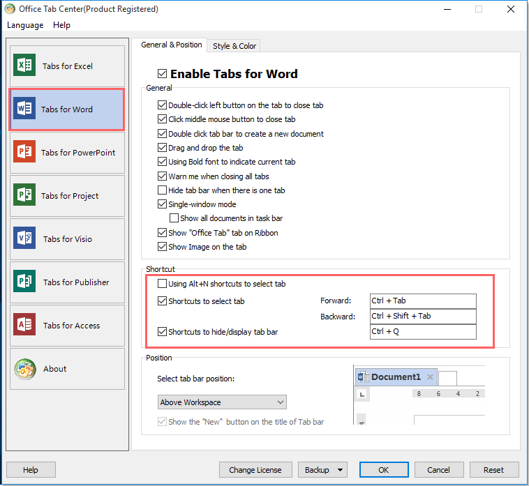 Office Tab Applying Shortcuts Clicks And Rename Operation