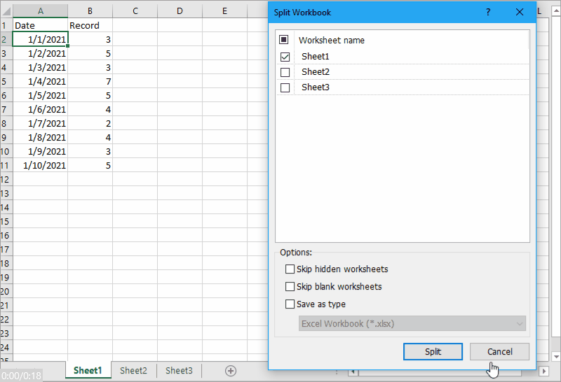Quickly Split Workbook